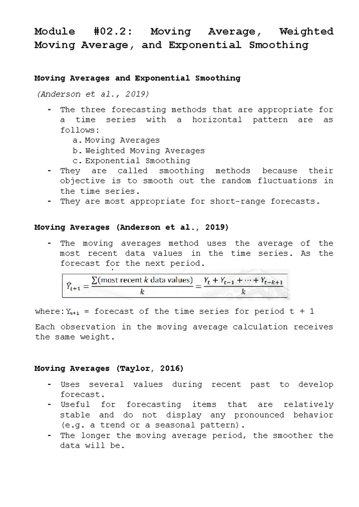 Module #02.2 - Understanding Moving Averages and Exponential Smoothing ...