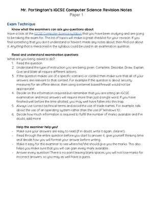 Igcse computer science paper 1 revision notes - Muthu's iGCSE Computer ...