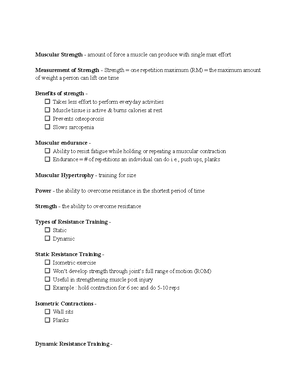 Intro to Exercise Science notes 1 - PHYSICAL ACTIVITY AND EXERCISE ...