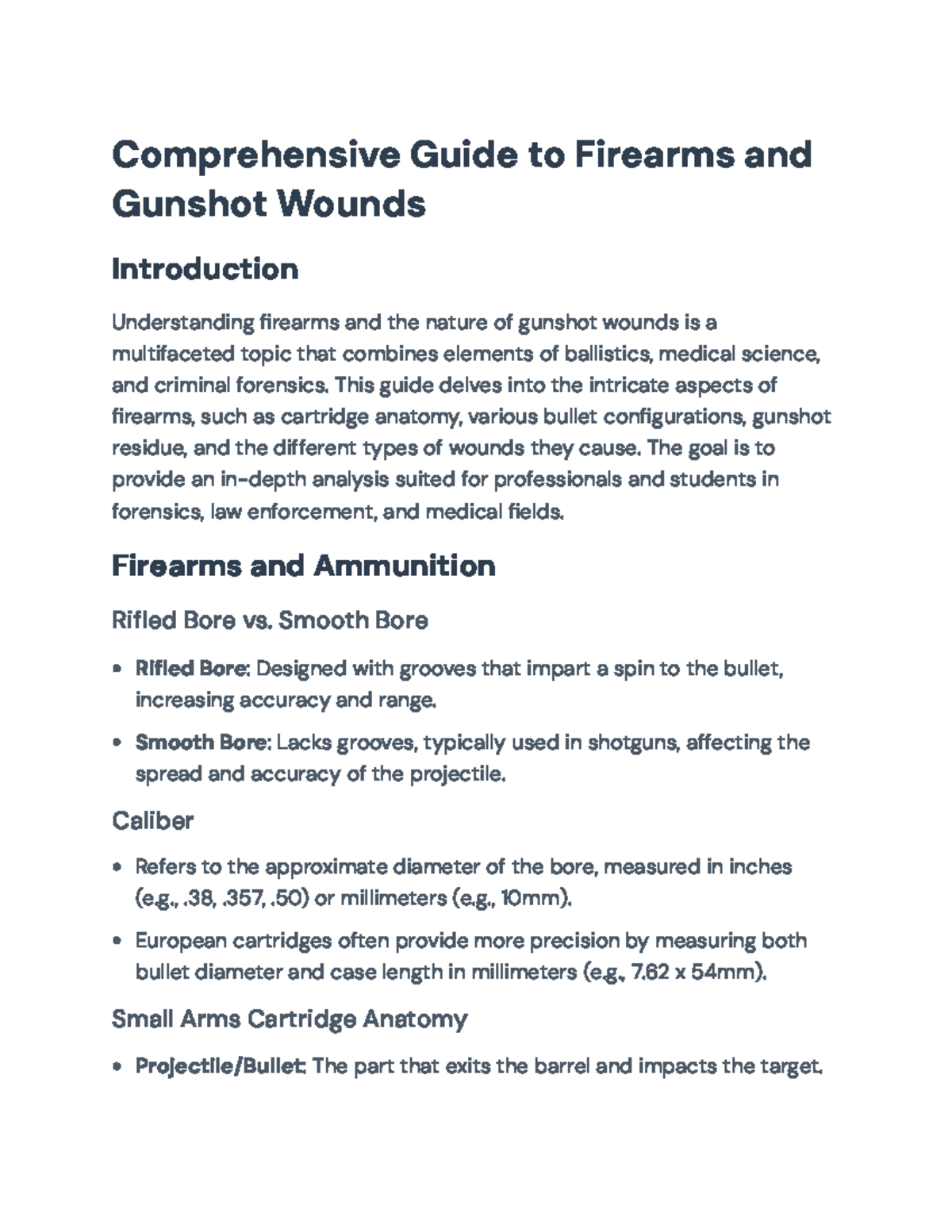 Comprehensive Analysis of Firearms and Gunshot Wounds for Forensics ...