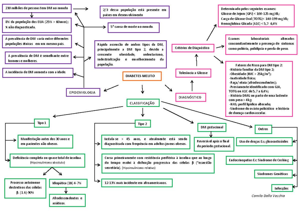 Mapa Conceitual de Diabetes Mellitus (DM) - Epidemiologia e Diagnóstico ...
