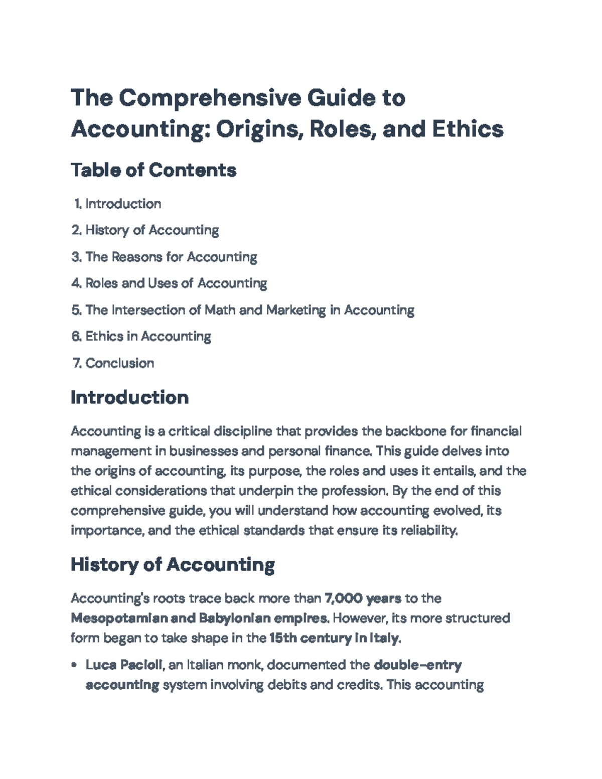 Comprehensive Guide to ACCT 101: Origins, Roles & Ethics in Accounting ...