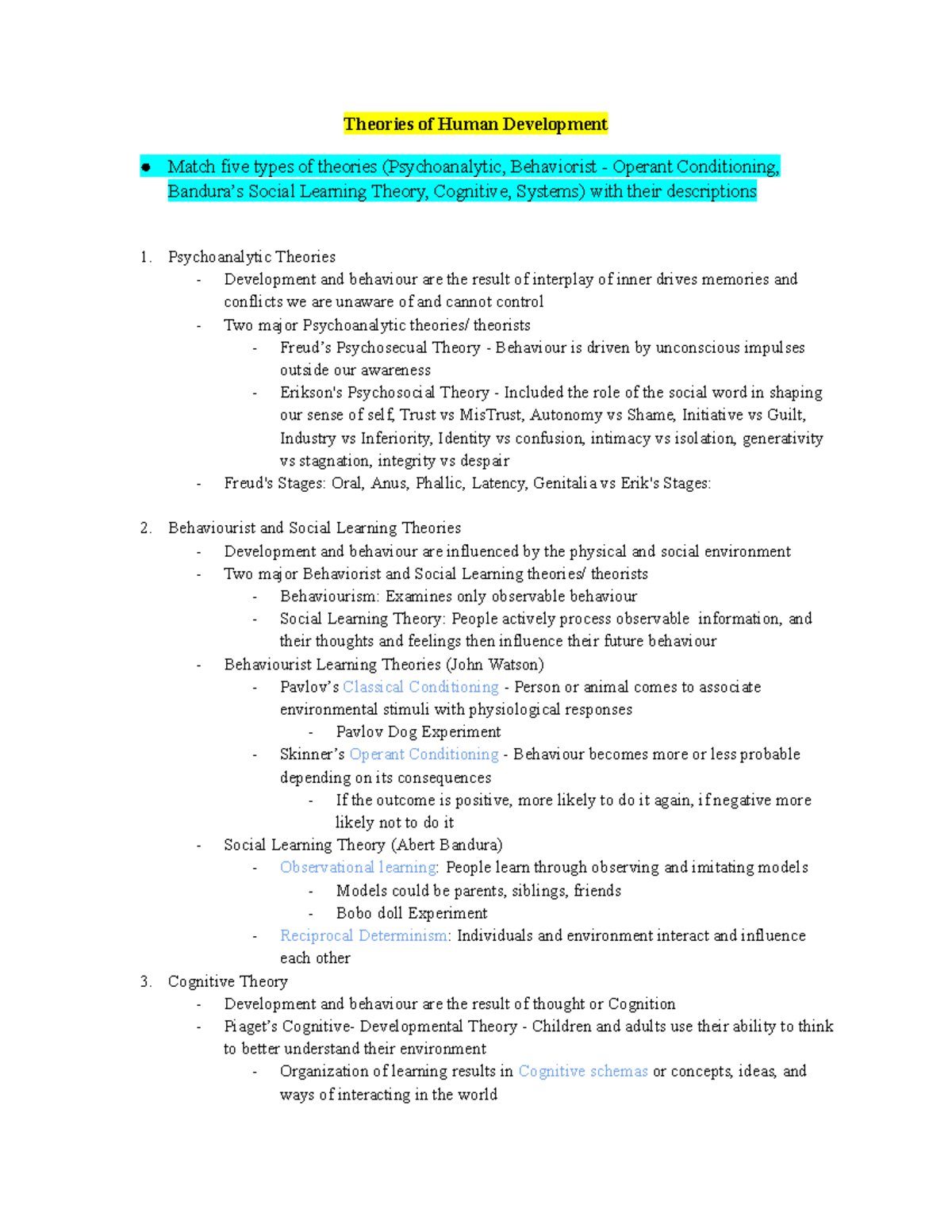 FMST study guide for final exam on human development theories - Studocu