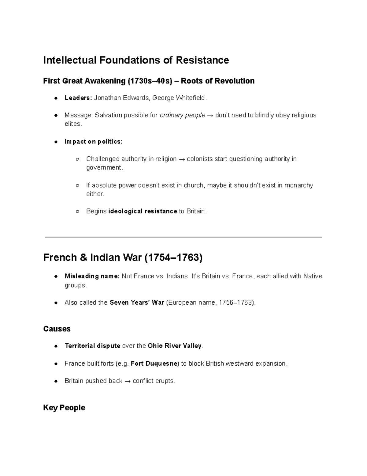 Period 3 Notes: Intellectual Foundations & Road to Revolution (1754 ...
