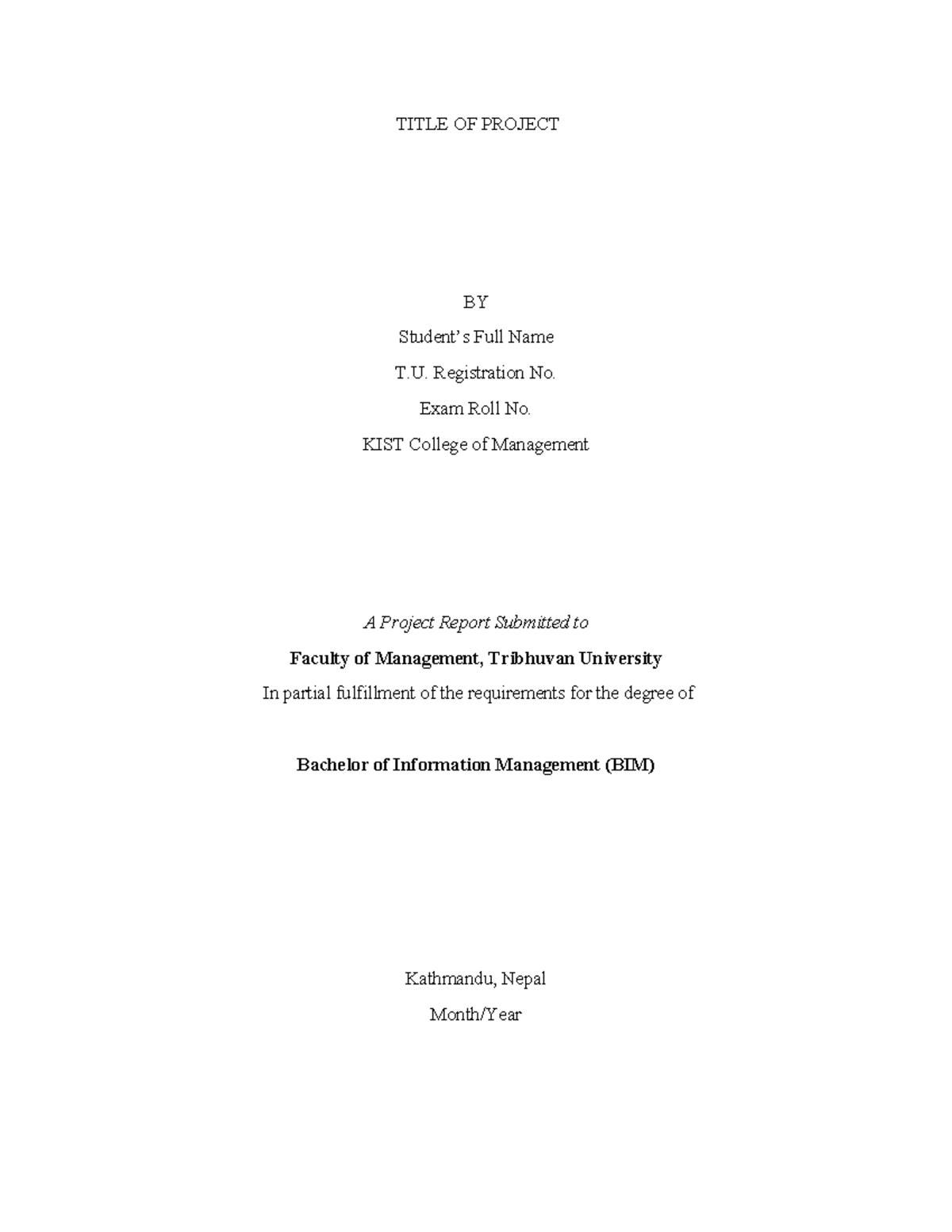 BIM Project Report Format Guidelines for Tribhuvan University - Studocu