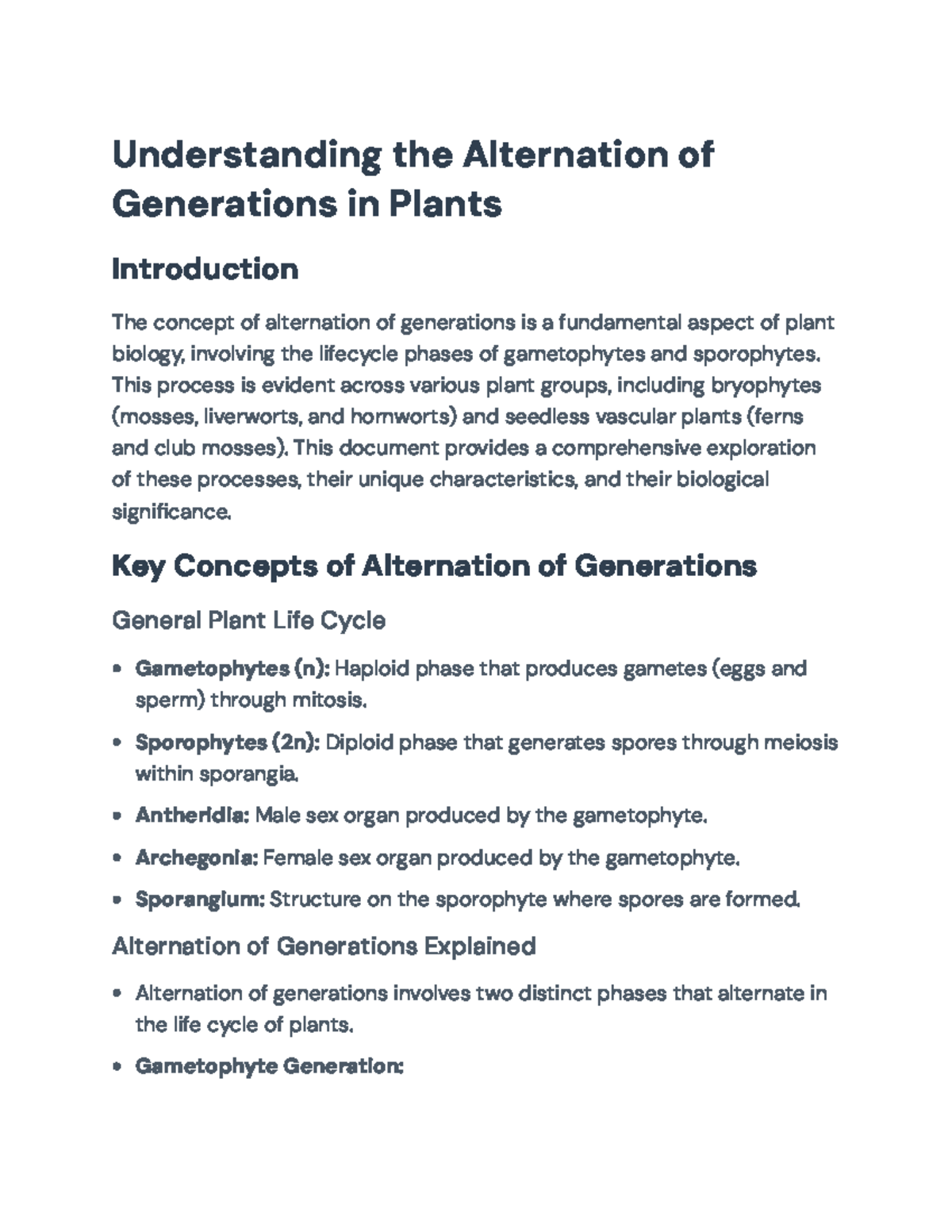 Understanding Alternation of Generations in Plants - BIO101 Lecture ...