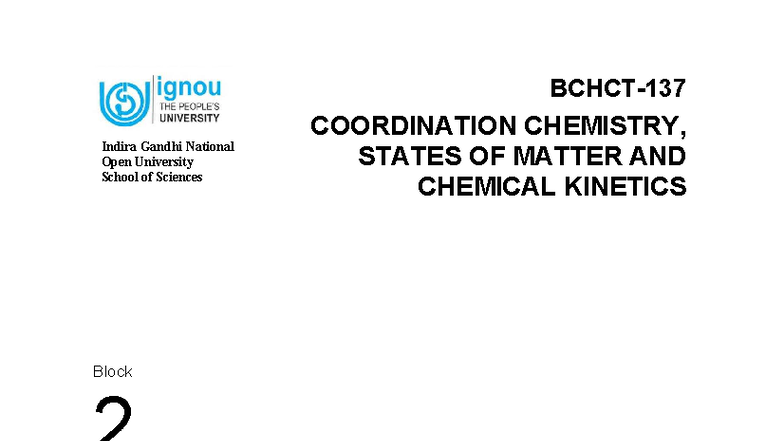 Coordination Chemistry: Block 2 Units 4-7 Overview (CHEM101) - Studocu