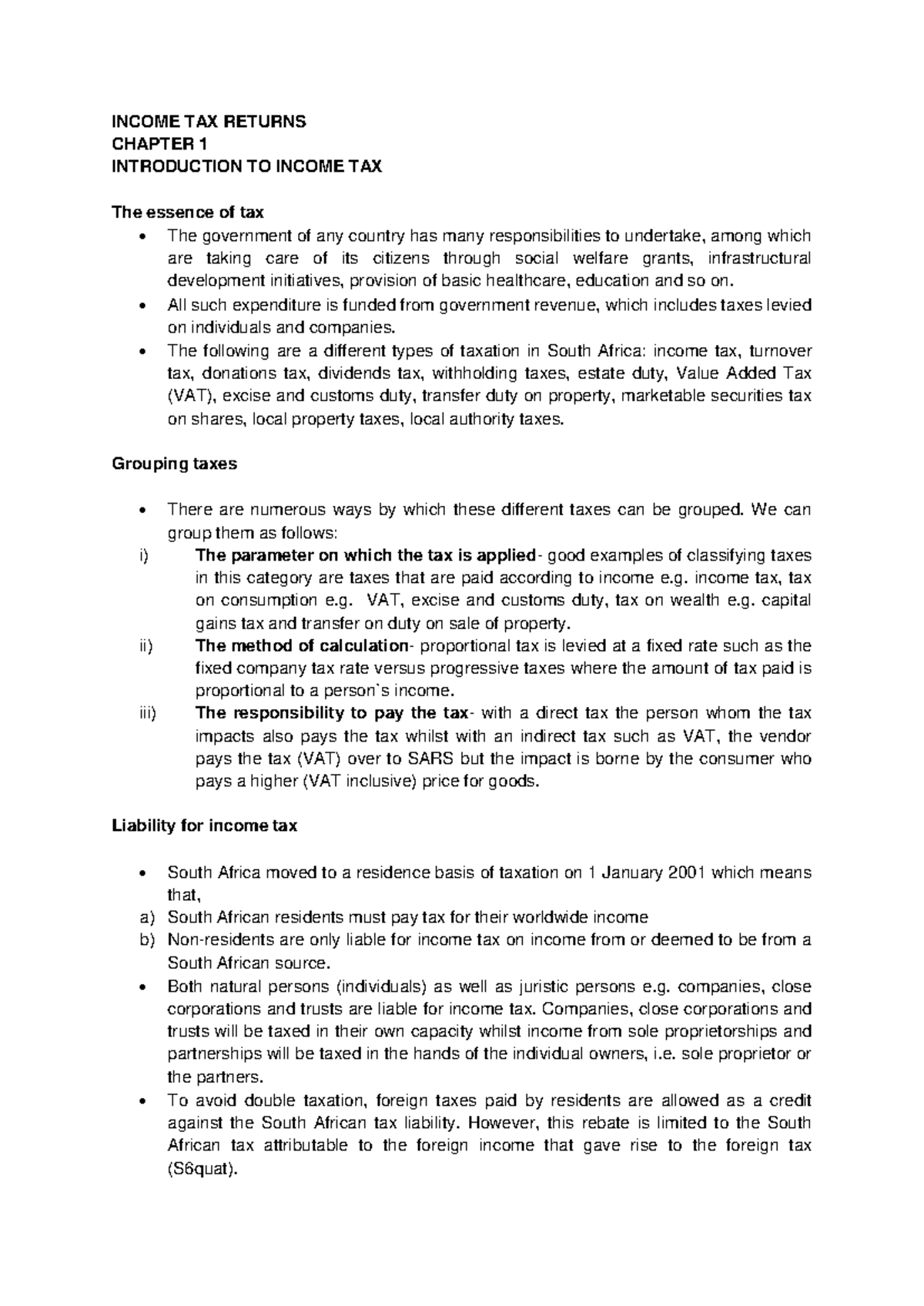Modules 1 & 2 103330 - Introduction to Income Tax Returns - Studocu
