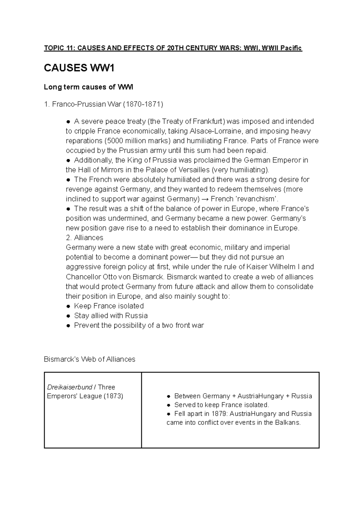 Topic 11 Causes of WWI & WW2 - TOPIC 11: CAUSES AND EFFECTS OF 20TH ...