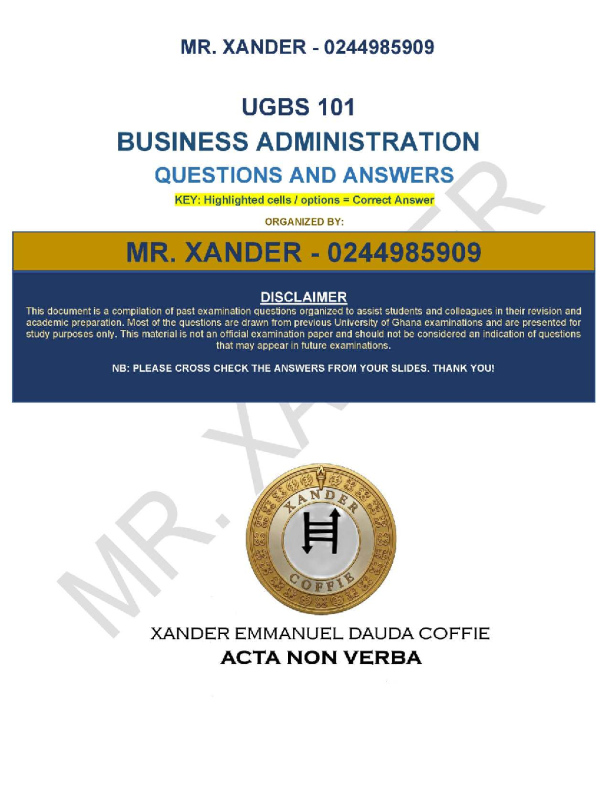 UGBS 101 - Business Administration Questions and Answers - Studocu