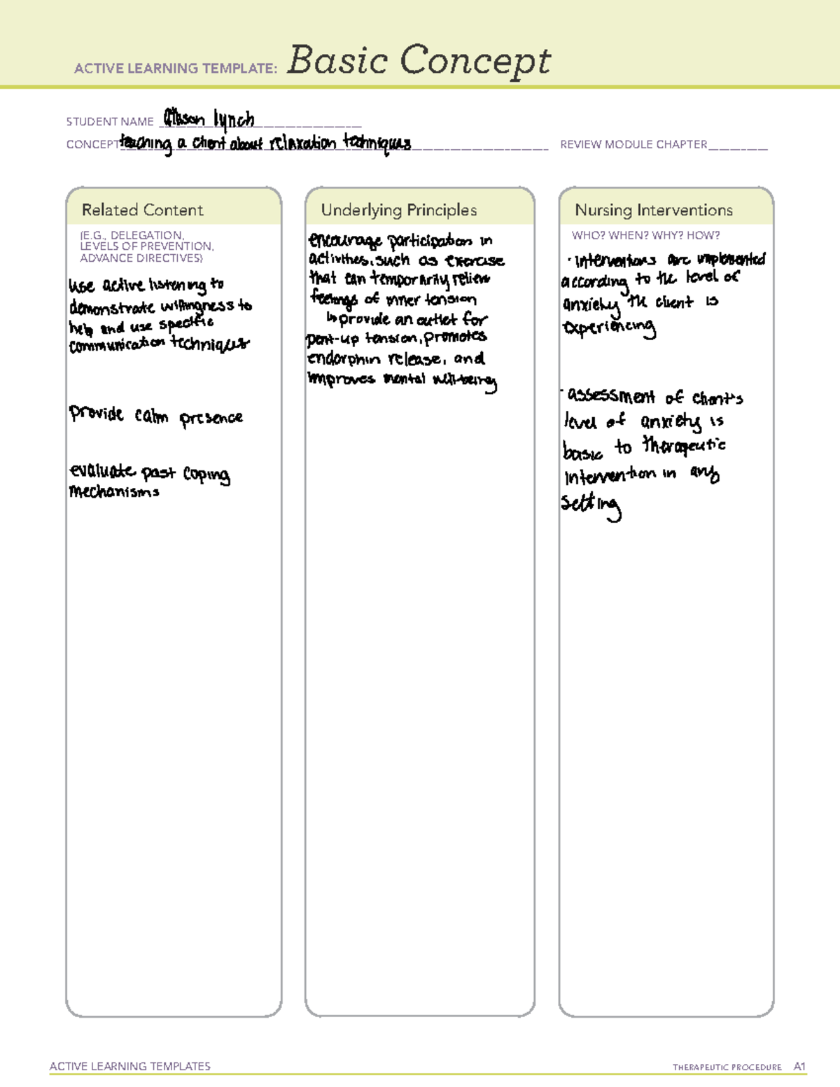 Anxiety Disorder- Teaching A Client About Relaxation Techniques ...