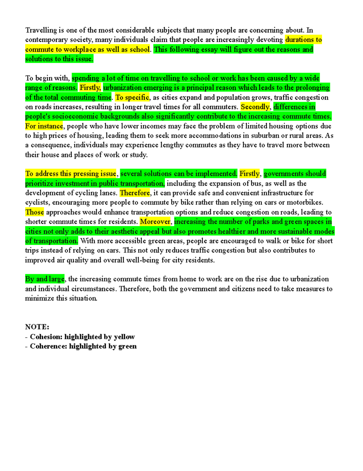 Essay on Urbanization and Commute Times: Causes & Solutions - Studocu