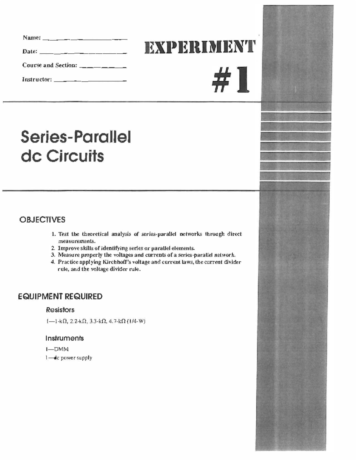 Series-Parallel DC Circuits Lab Report (Course Code: 108) - Studocu