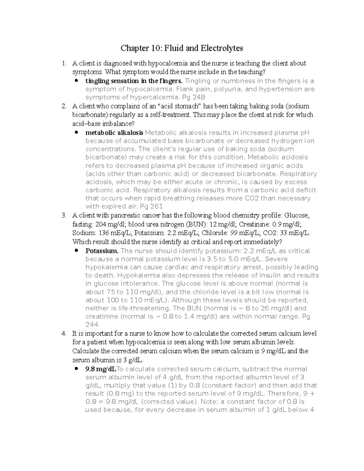 Chapter 10: Med-Surg Fluid and Electrolyte Balance Notes - Studocu