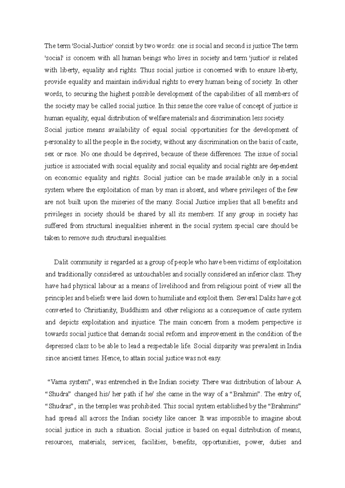 Unit 4 Part IV - Notes on Social Justice and Dalit Rights - Studocu