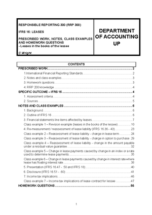 IFRS 16 Leases: Class Examples, Notes & Homework Questions - RRP 300 ...
