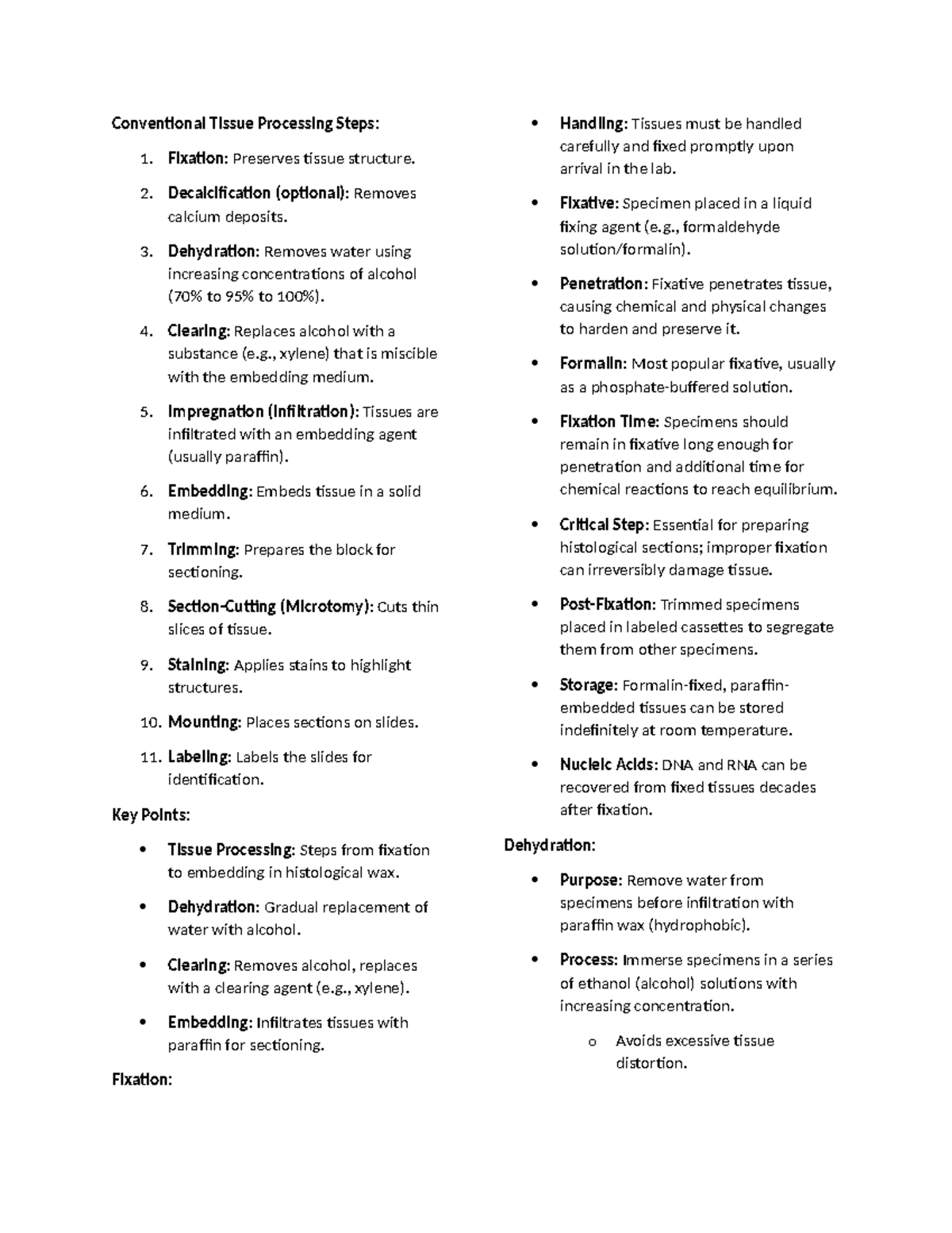 Conventional Tissue Processing Steps for Histopathology: A Guide - Studocu