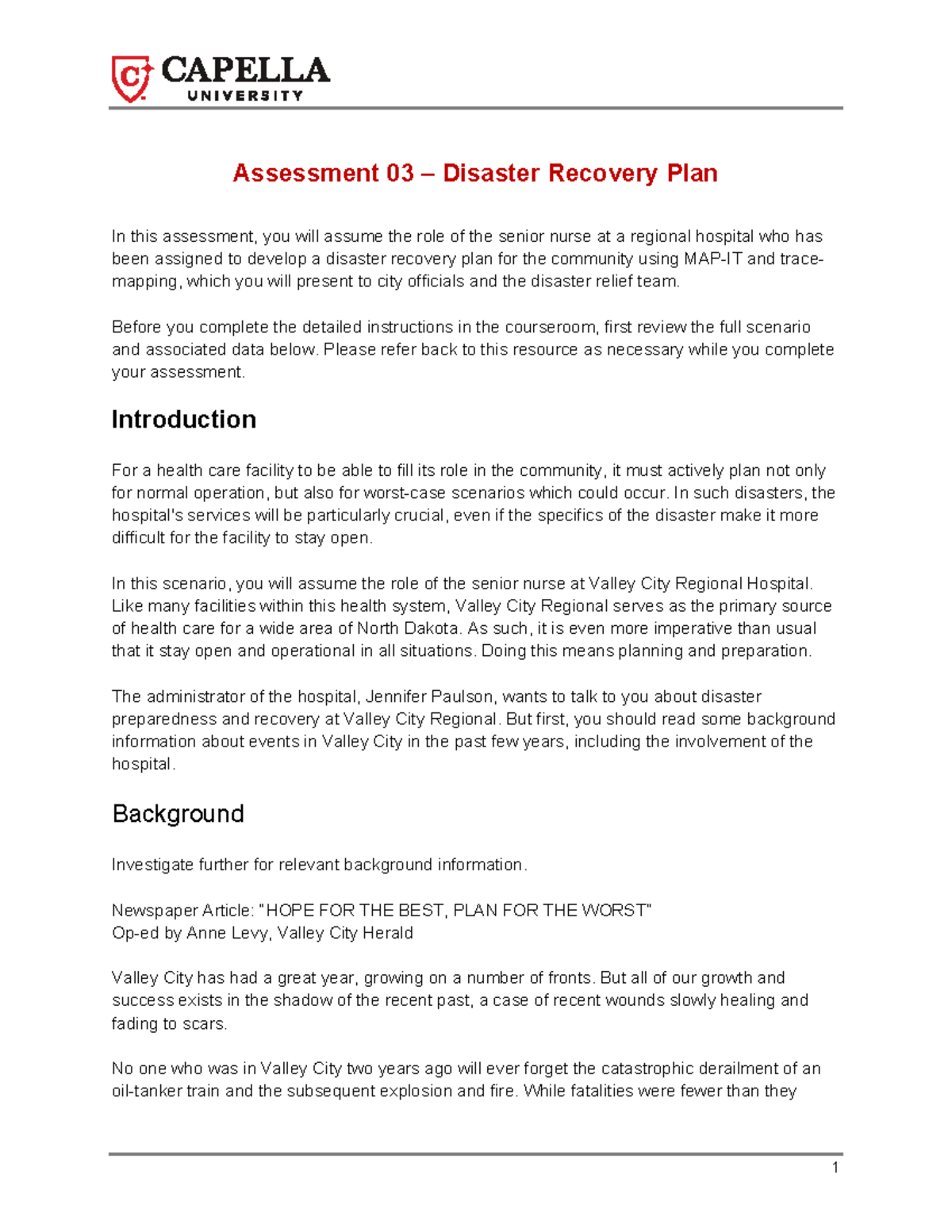 NURS FPX4060 Assessment 03: Essential Disaster Recovery Plan Guide ...