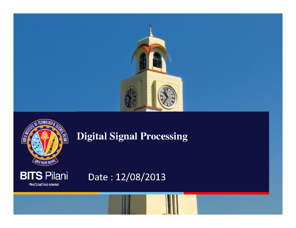DSP Lecture Notes - BITS Pilani: Key Operations & Challenges - Studocu