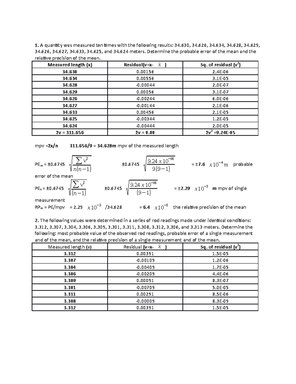 Lab 3: Probable Error of the Mean & Relative Precision Analysis - Studocu