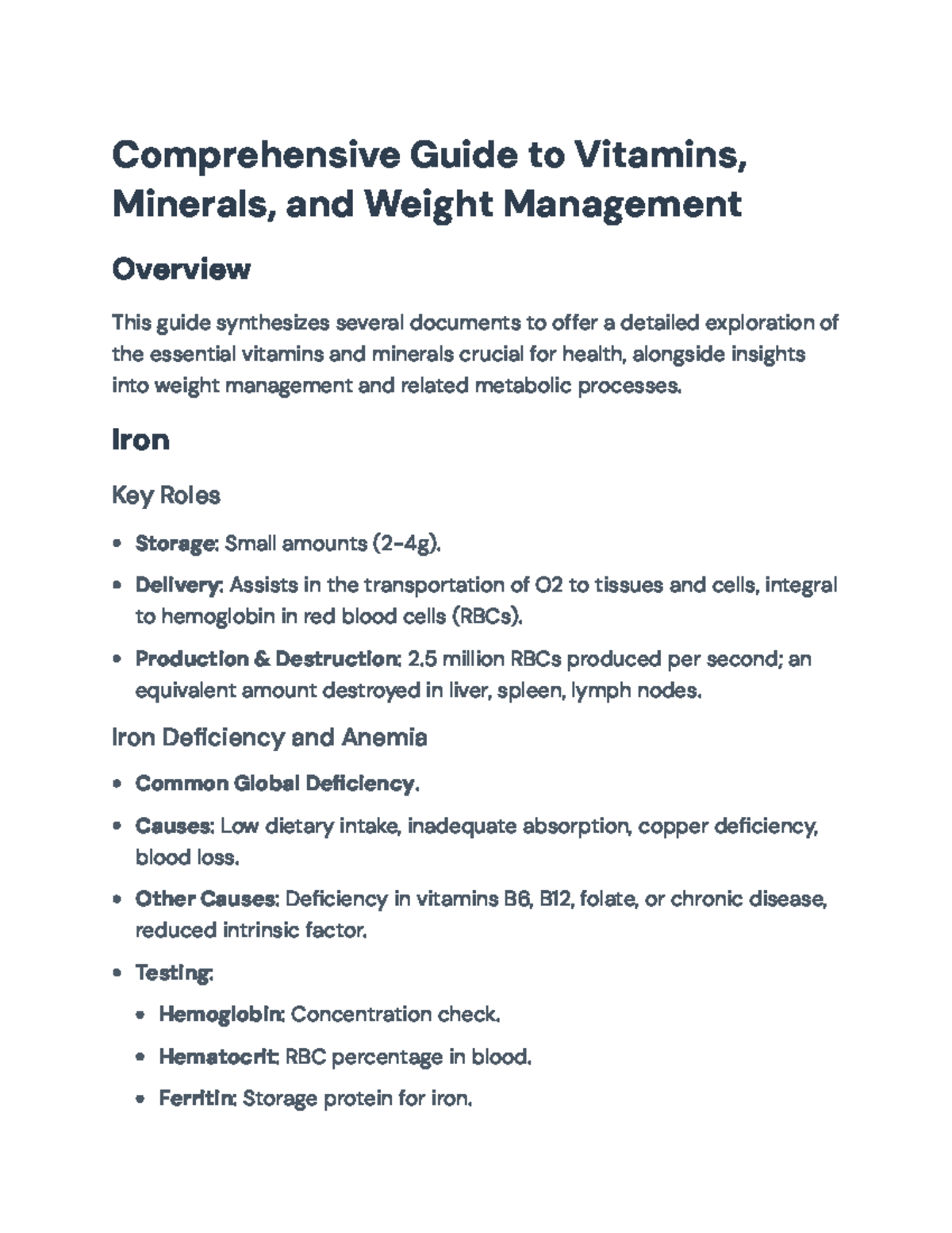 Comprehensive Guide to Vitamins & Minerals for Health & Weight Mgmt ...