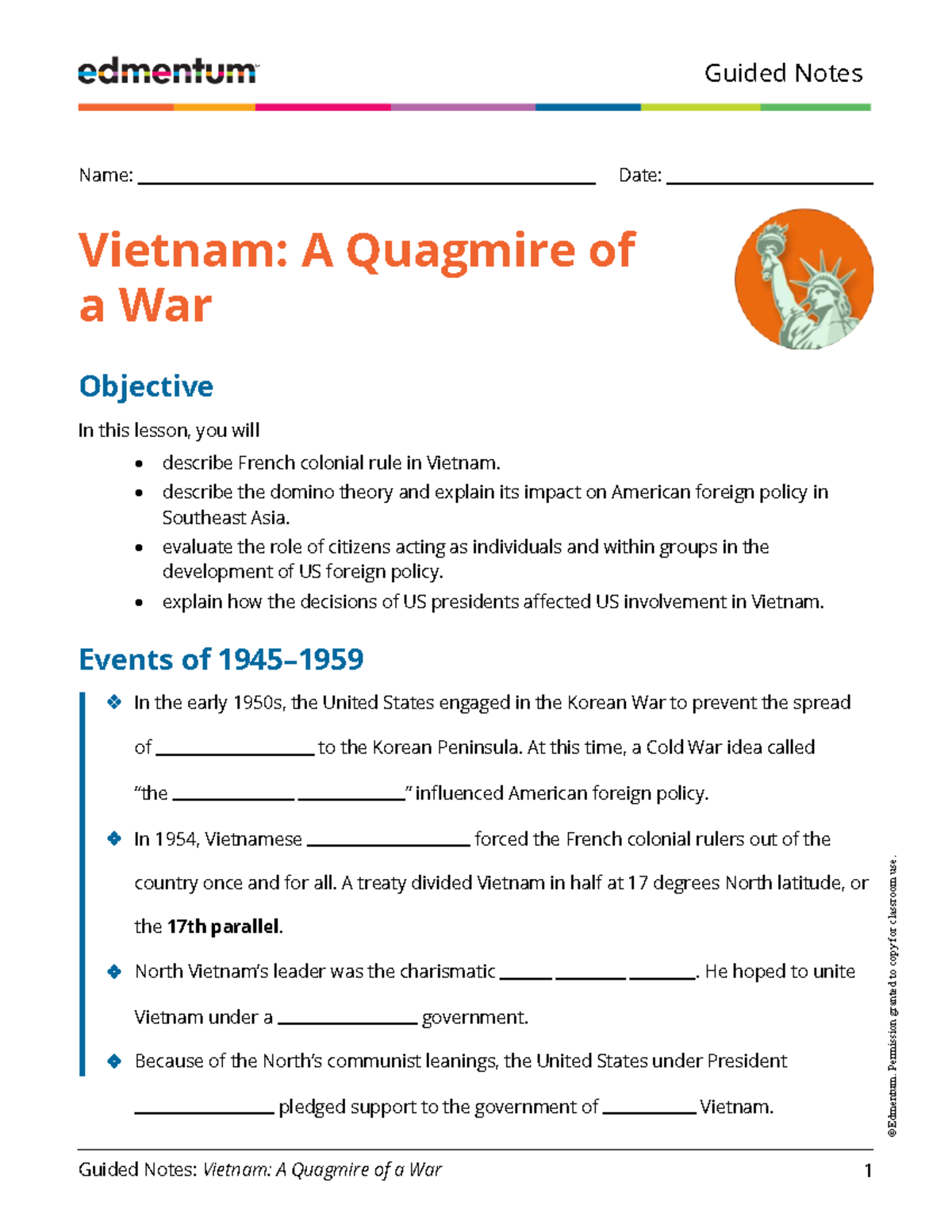 Guided Notes: Vietnam War Overview - National US History B3 - Studocu