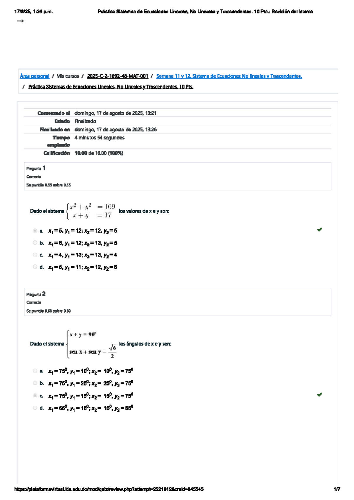 Práctica de Sistemas de Ecuaciones Lineales y No Lineales - 10 Pts. - Studocu