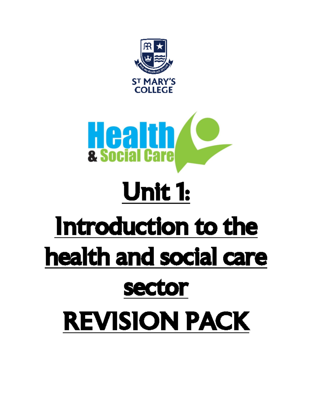 Health & Social Care Unit 1 Revision Notes for Exam Preparation - Studocu