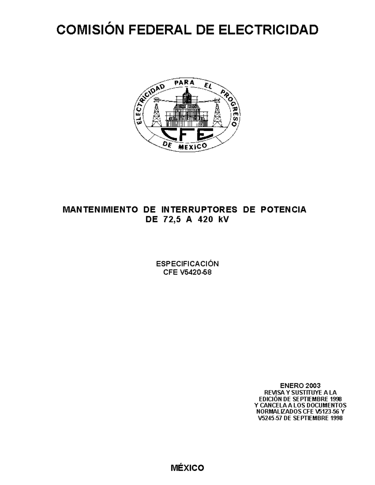MANTENIMIENTO DE INTERRUPTORES DE POTENCIA CFE 72.5-420 kV ...