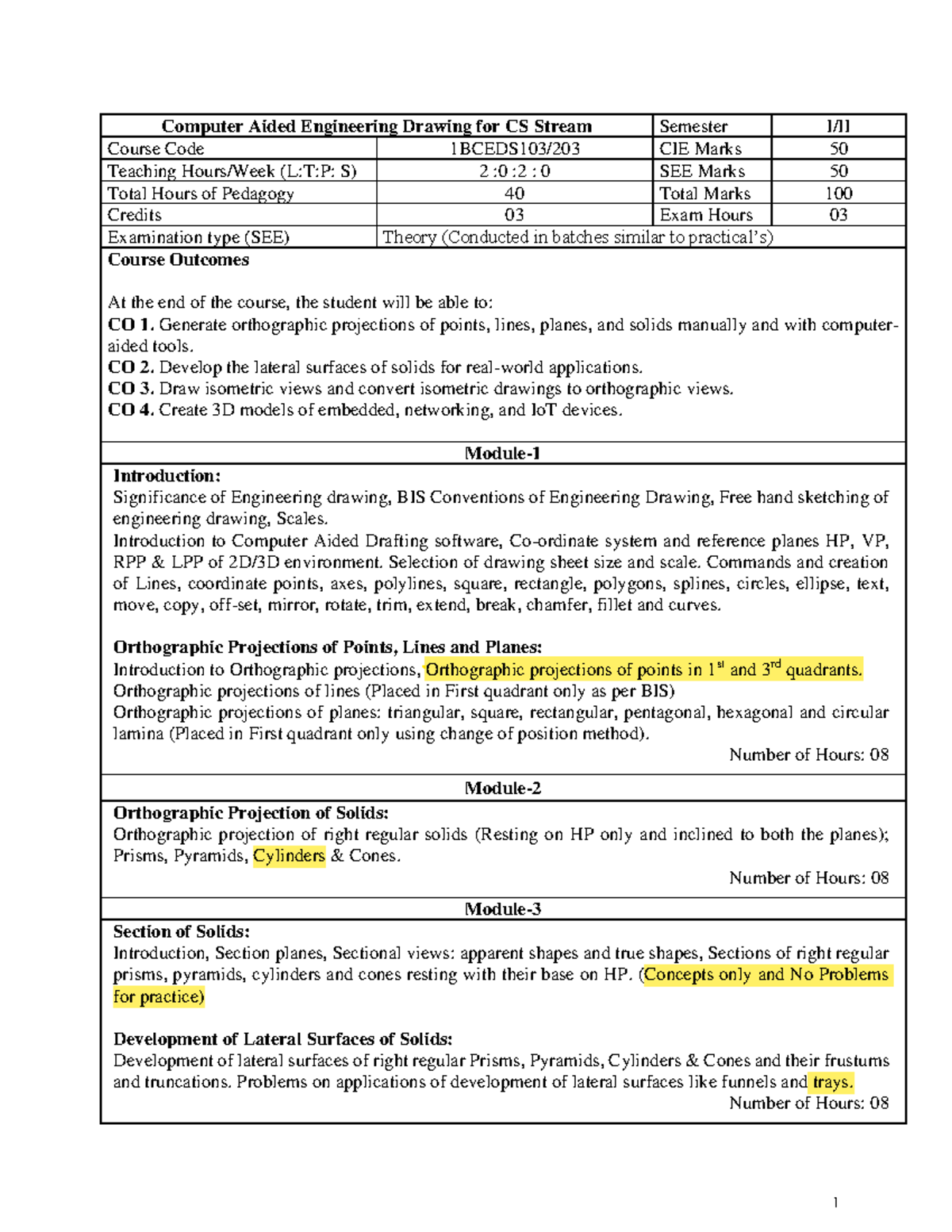 Computer Aided Engineering Drawing CIE for CS Stream - Bceds 103 - Studocu