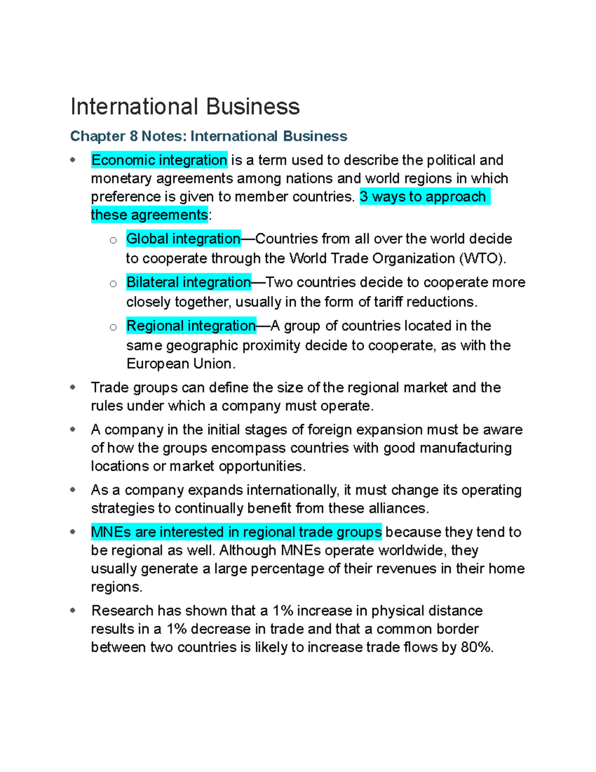 Introduction to International Business Chapter 8 Notes - International ...