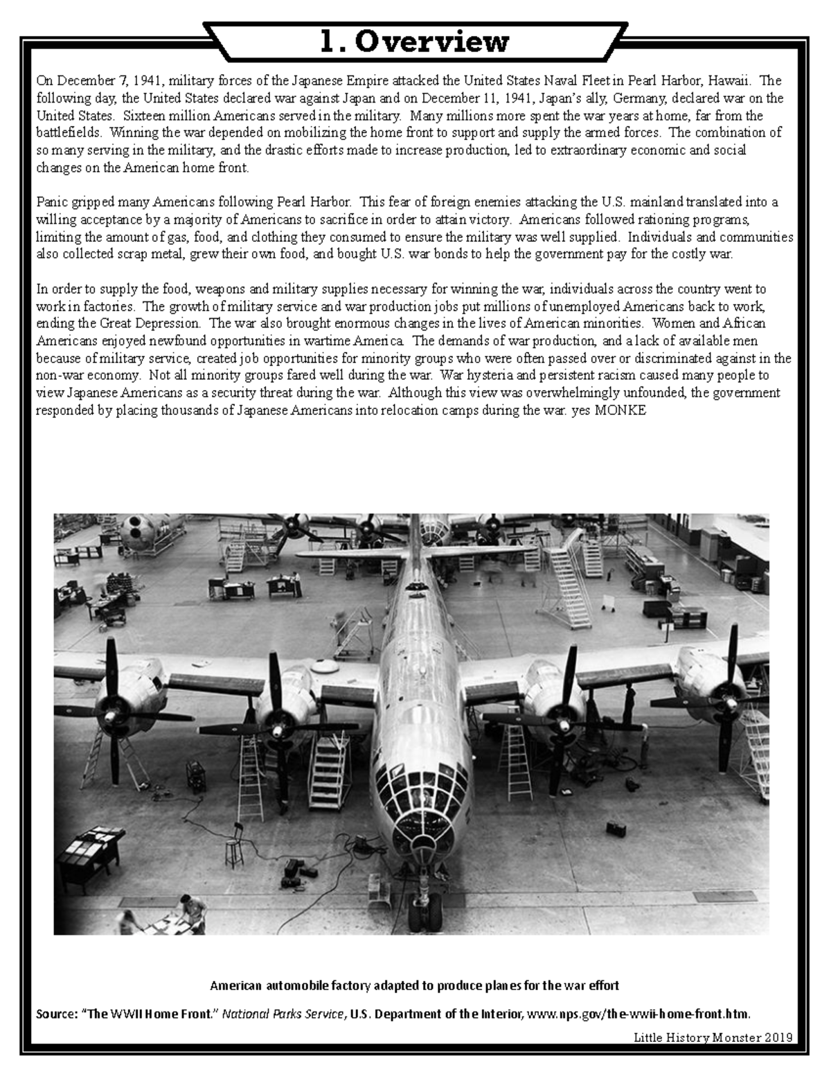 WWII - Home Front Stations Activity - Student Copy - On December 7 ...