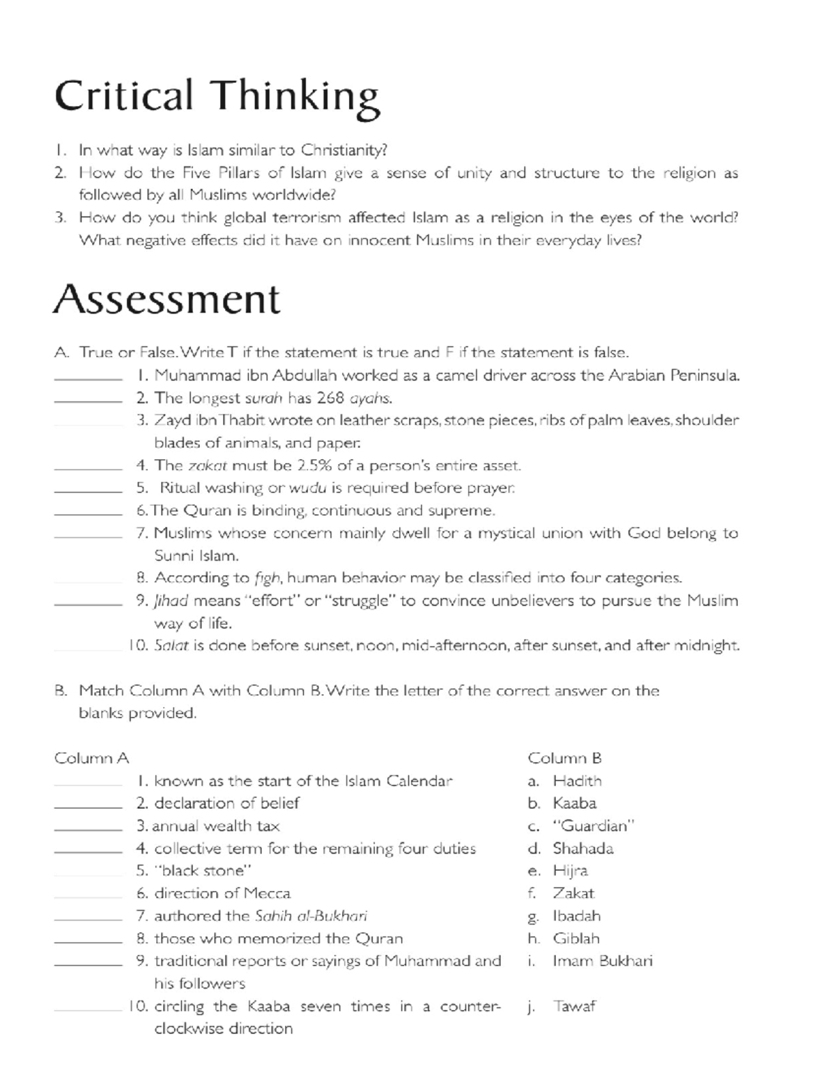 ELEC 101 Midterm Exam: Critical Thinking on Religion and Society - Studocu