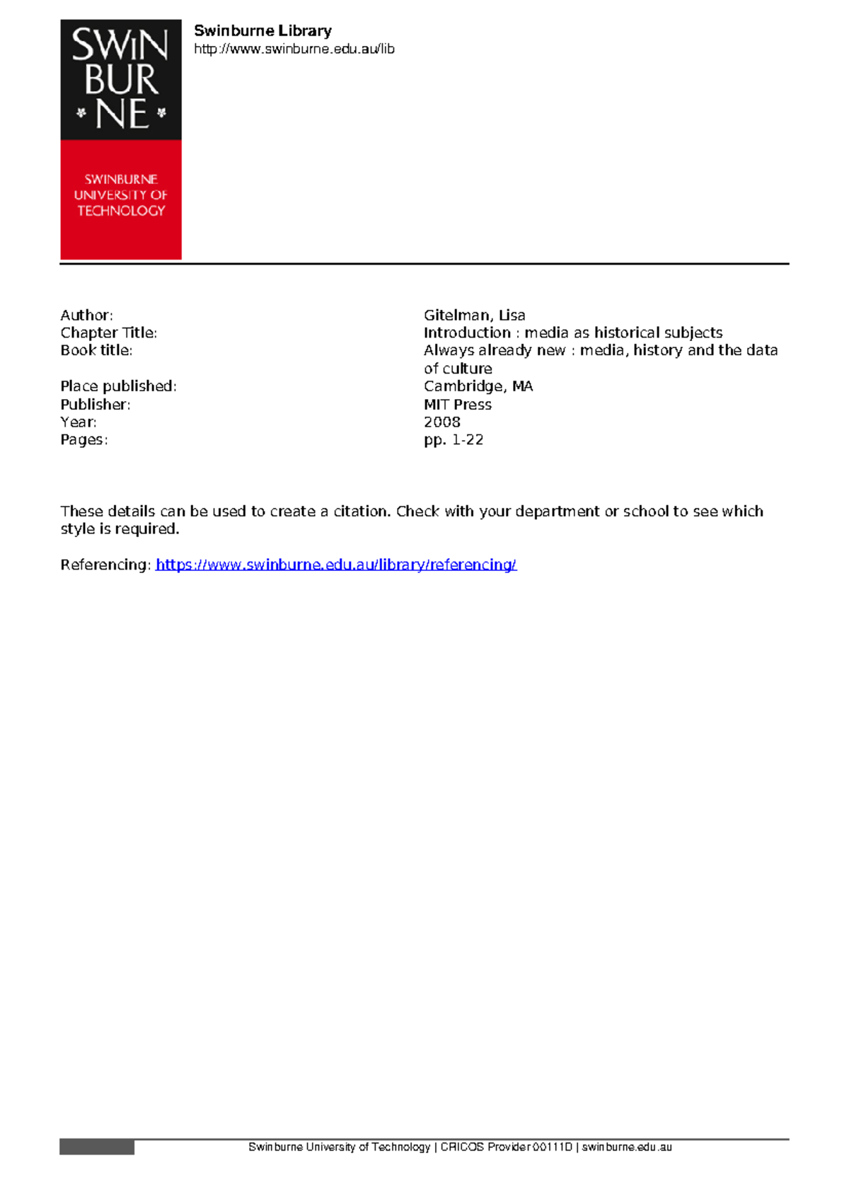 Essay Submission 1 - Week 8, Introduction to Media History - Studocu