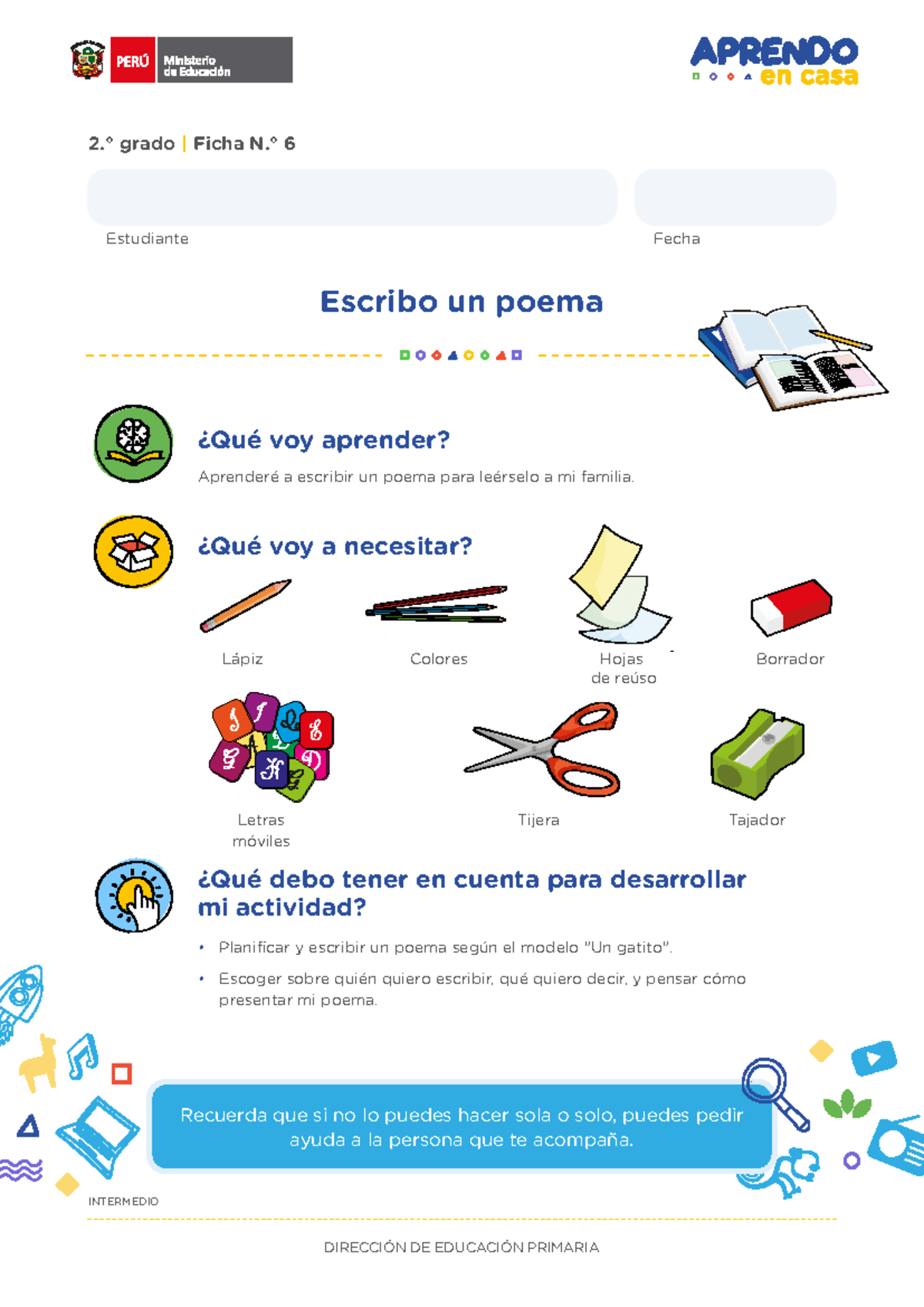 Ficha 6: Escribo un Poema - Actividad de Escritura Creativa - Studocu
