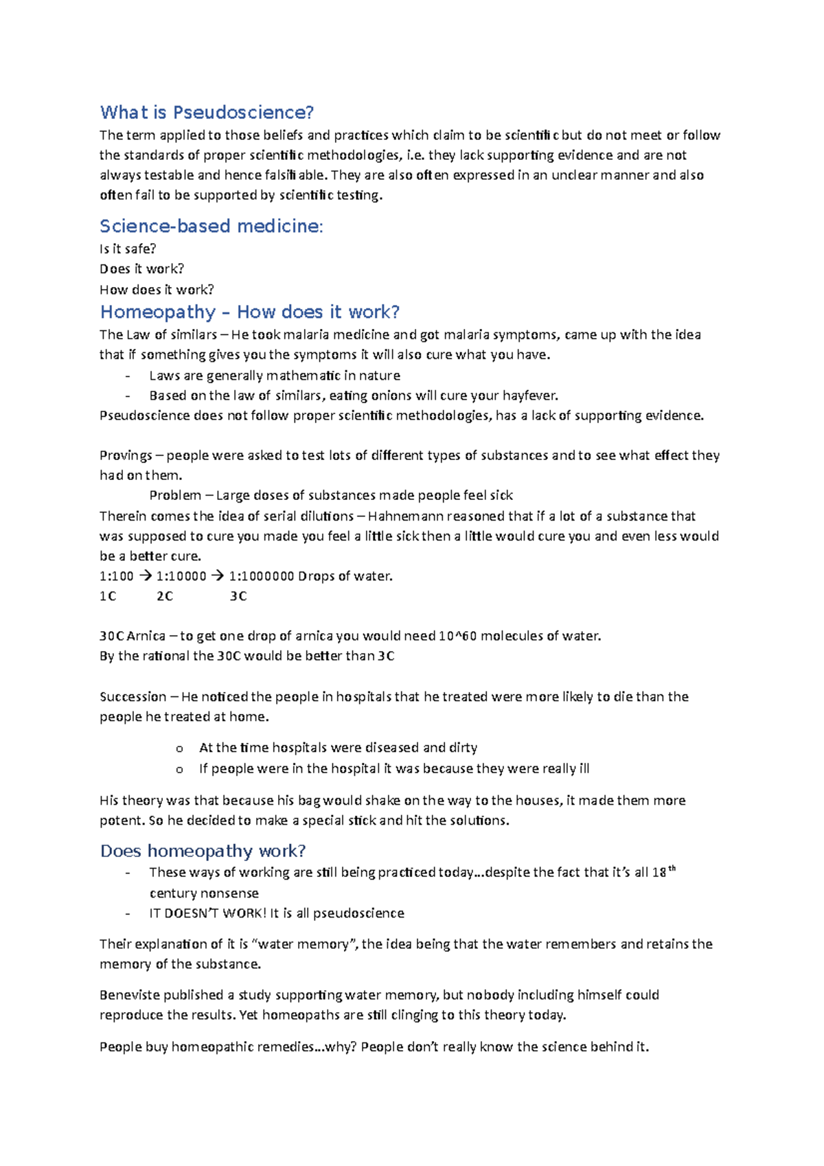 Pseudoscience Explained: Lecture Notes 2 on Homeopathy & Chiropractic ...