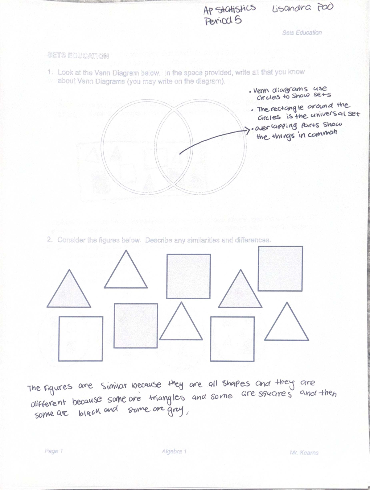 AP Statistics: Sets Education Overview and Venn Diagrams - Studocu