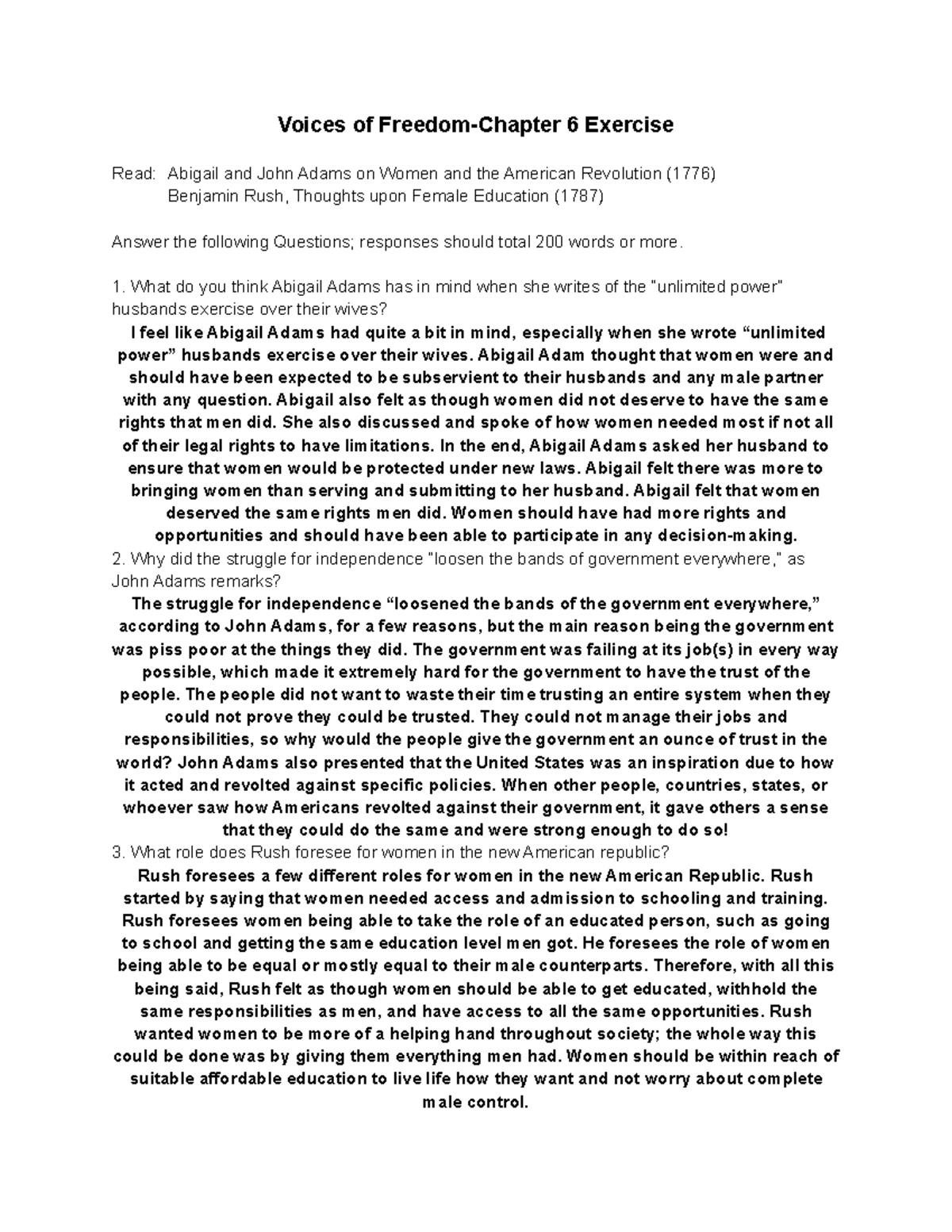 Voices of Freedom-Chapter 6 Exercise - Voices of Freedom-Chapter 6 ...