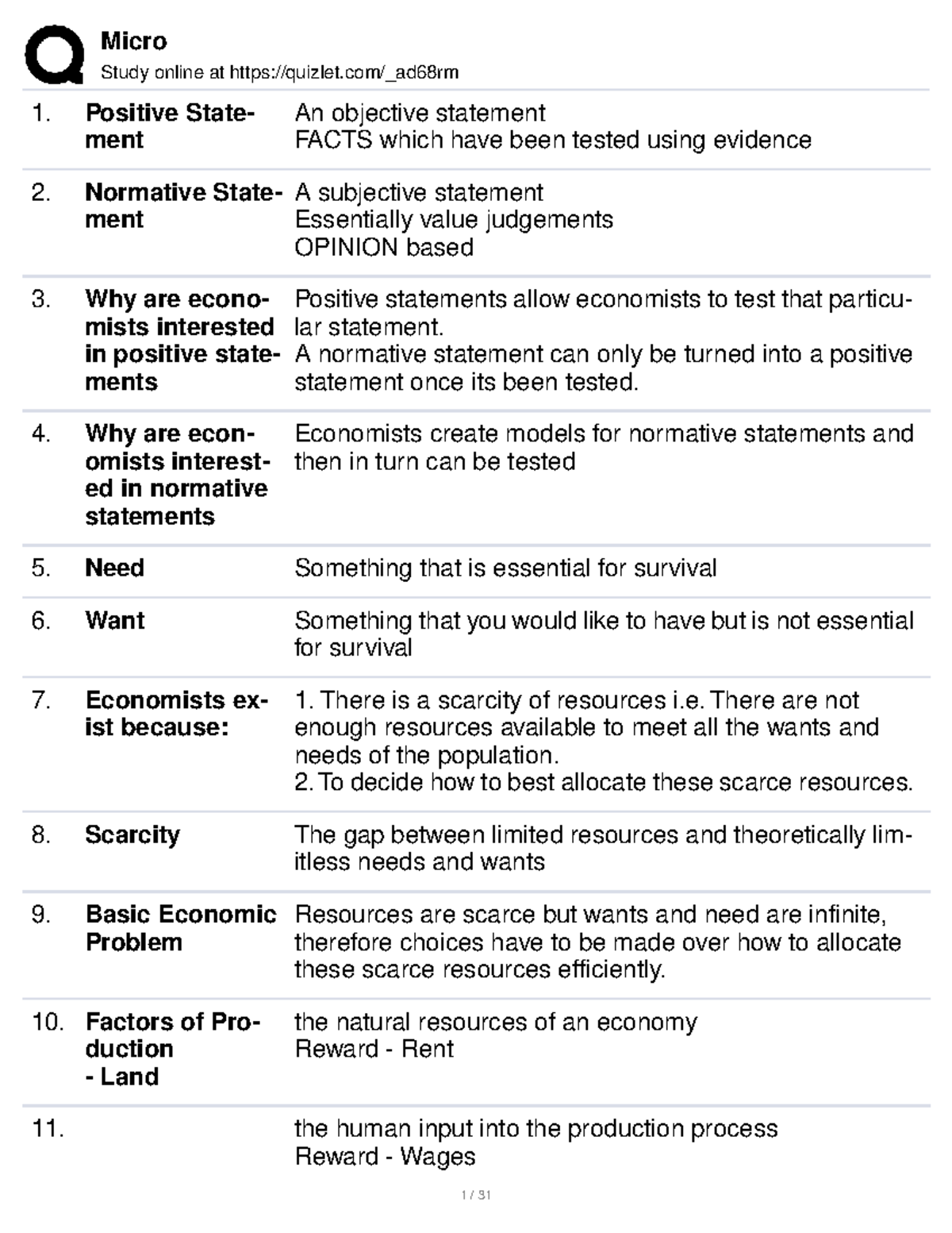 Micro Quizlet Flashcards: Key Concepts in Microeconomics - Studocu