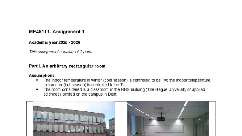 Assignment 1: Heat Transfer Analysis for Classroom (2025-2026 ...