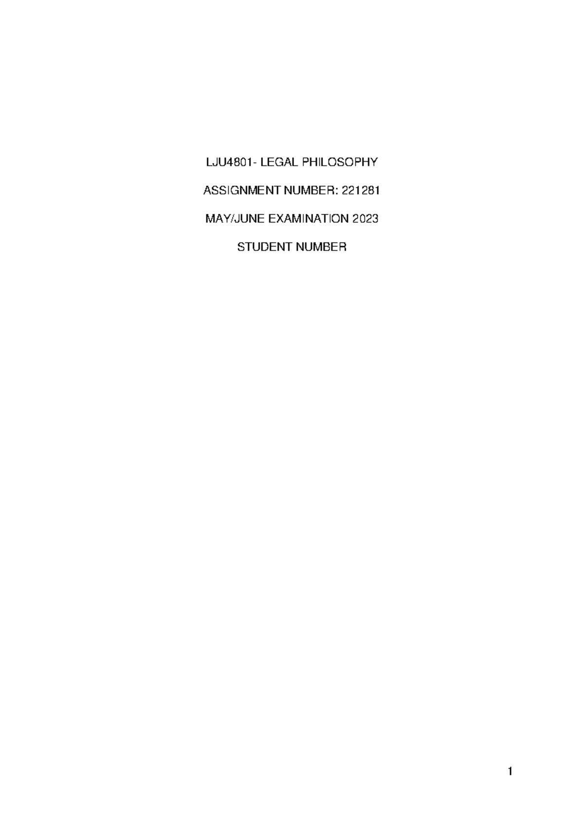 LJU4801 Assignment 3: Final Portfolio on Legal Philosophy 2023 - Studocu