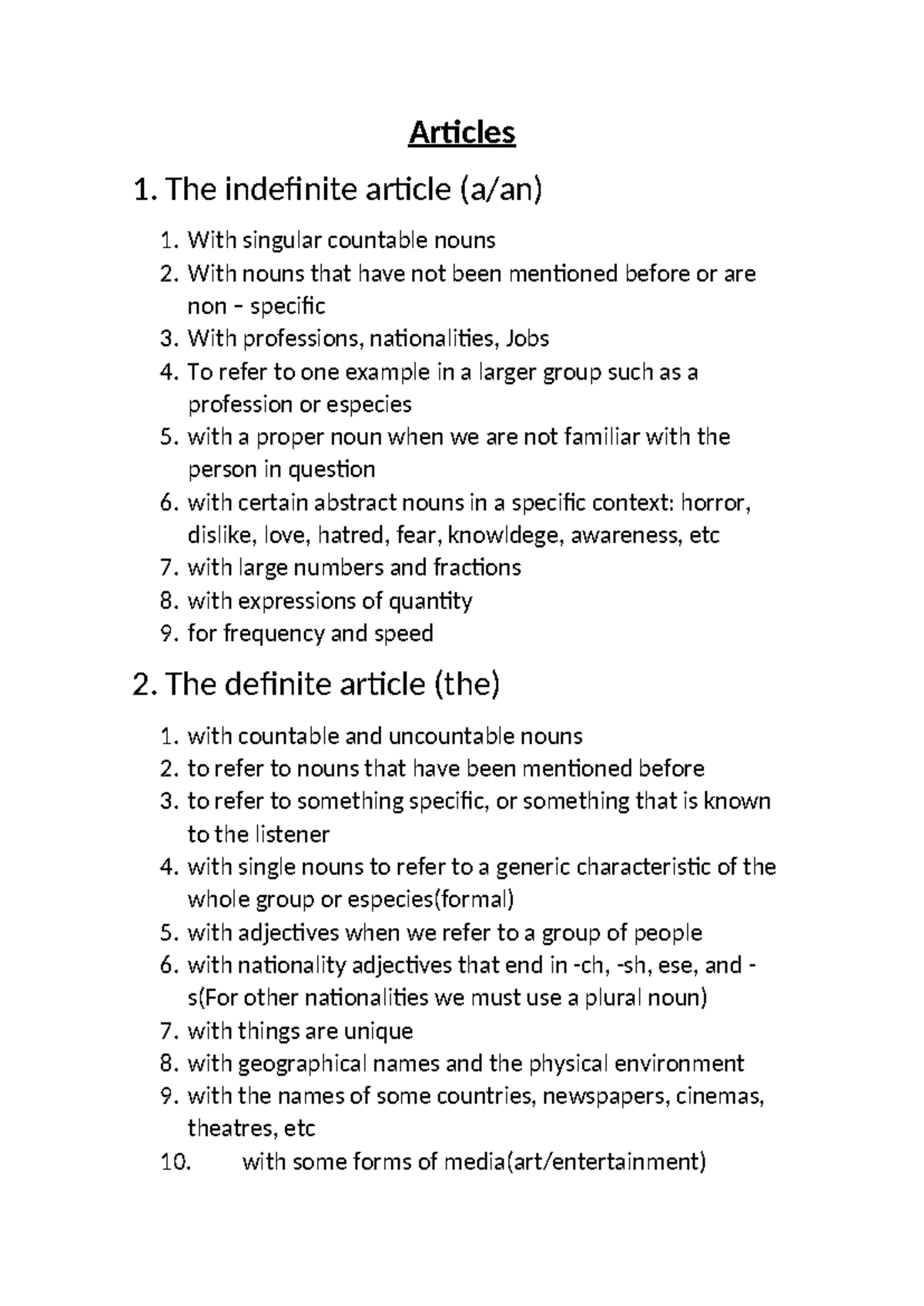 Articles - articulos en ingles - Articles 1. The indefinite article (a ...
