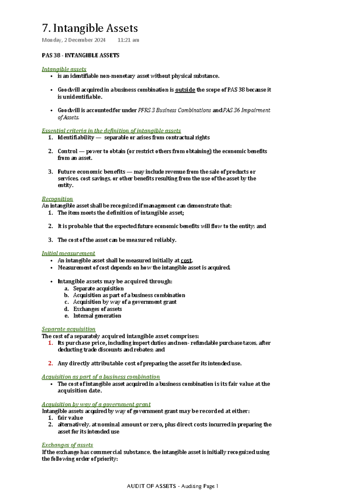 PAS 38 Intangible Assets: Key Auditing Concepts & Recognition Criteria ...