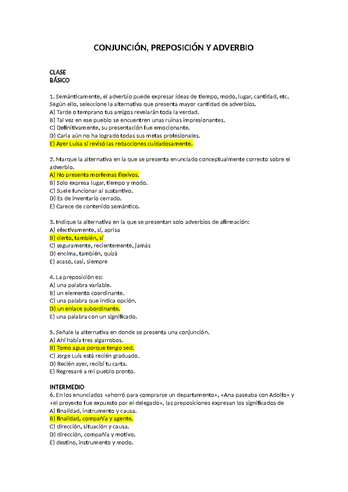 Semántica y Morfología: Clase Básica 1 - Conjunción, Preposición y ...