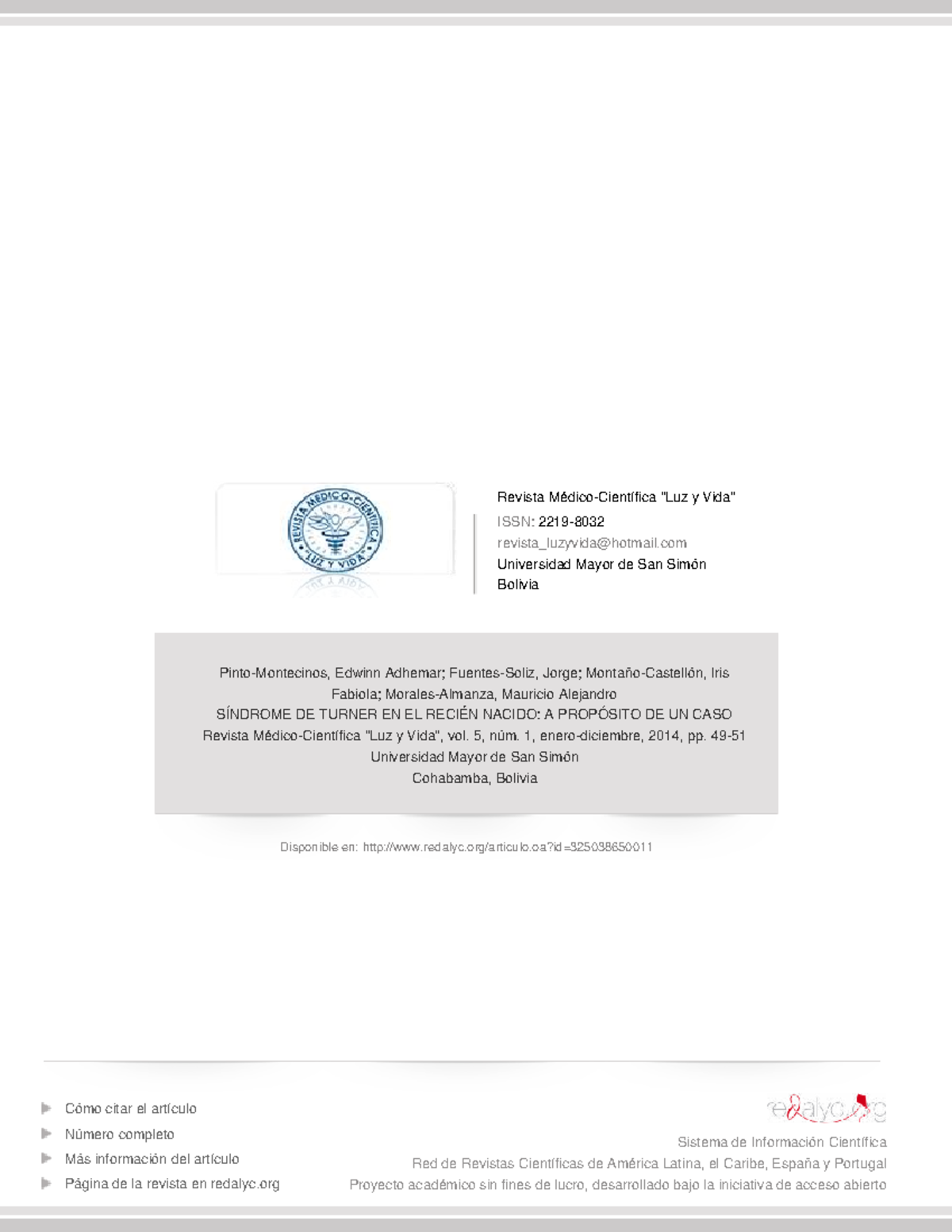 Síndrome de Turner en el Recién Nacido: Reporte de un Caso - Rev. 5 ...