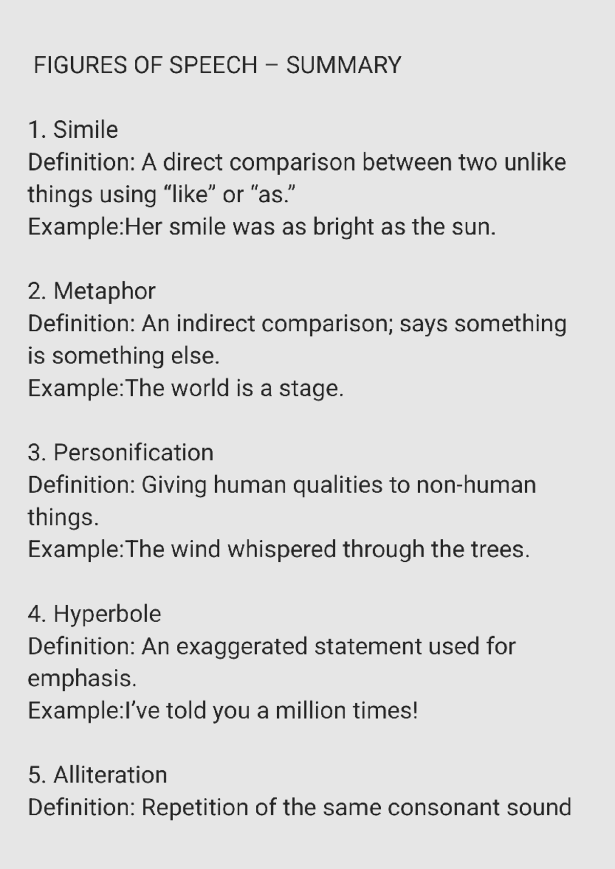 ENG101: Figures of Speech & Literary Analysis Summary - Studocu