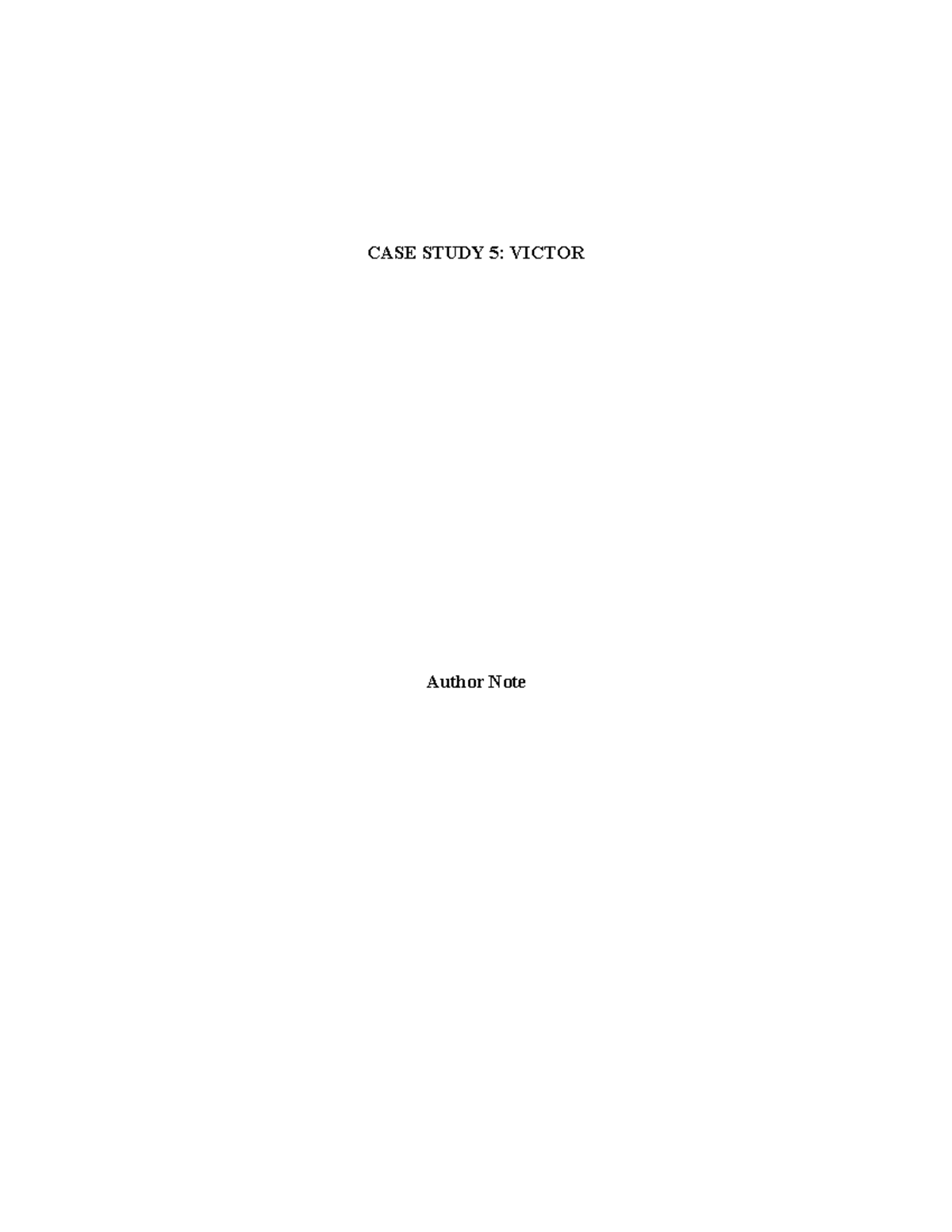 CASE STUDY 5: VICTOR - Assessment and Treatment of Adjustment Disorder ...