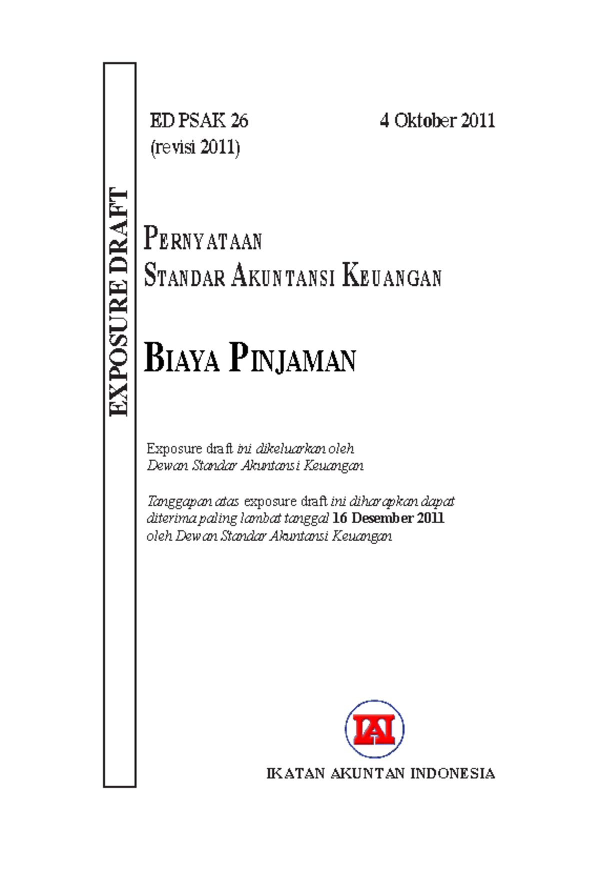 ED PSAK 26 (R11) tentang Biaya Pinjaman: Permintaan Tanggapan dan ...