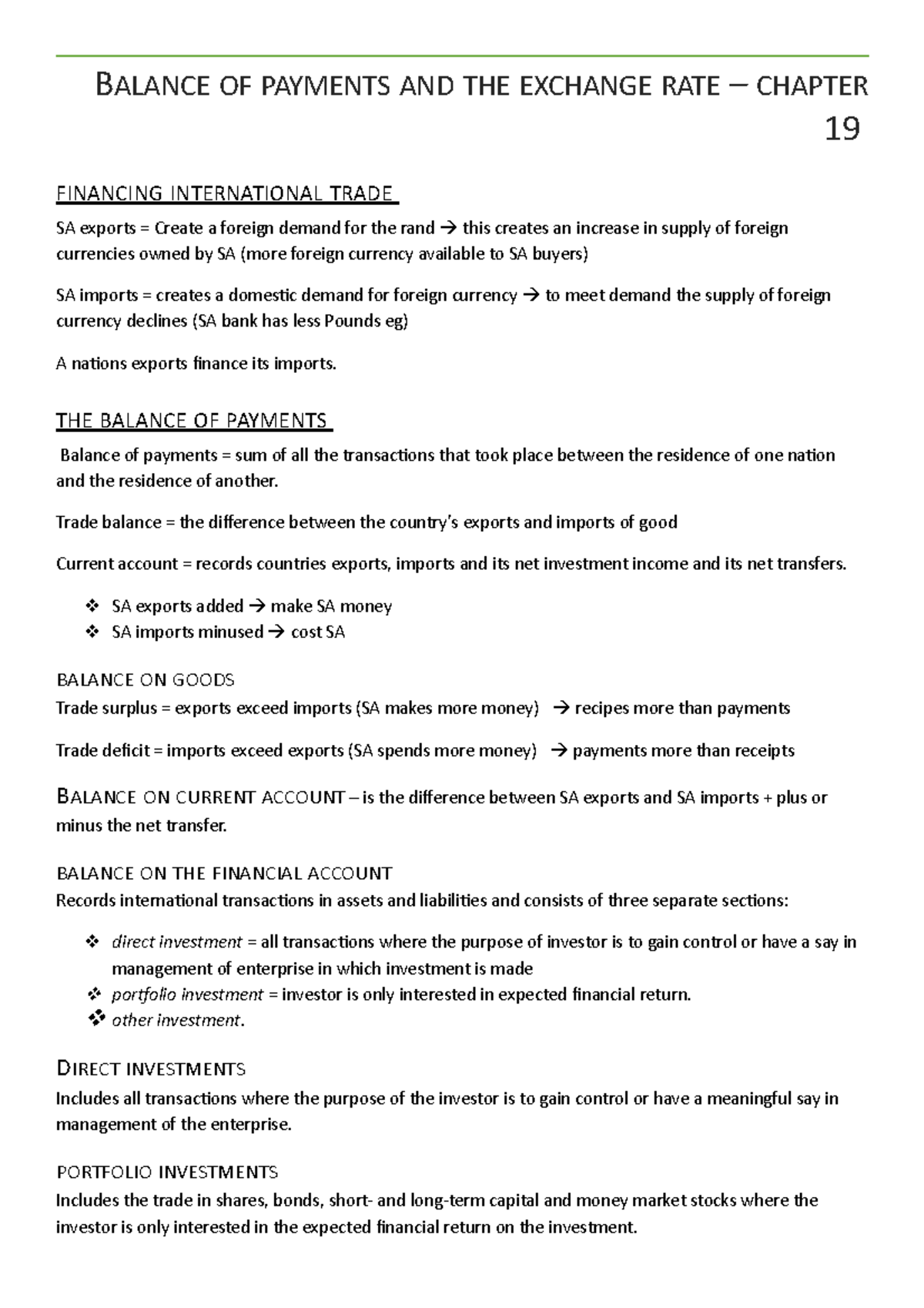 Chapter 19 - In-Depth Summary of Balance of Payments & Exchange Rates ...