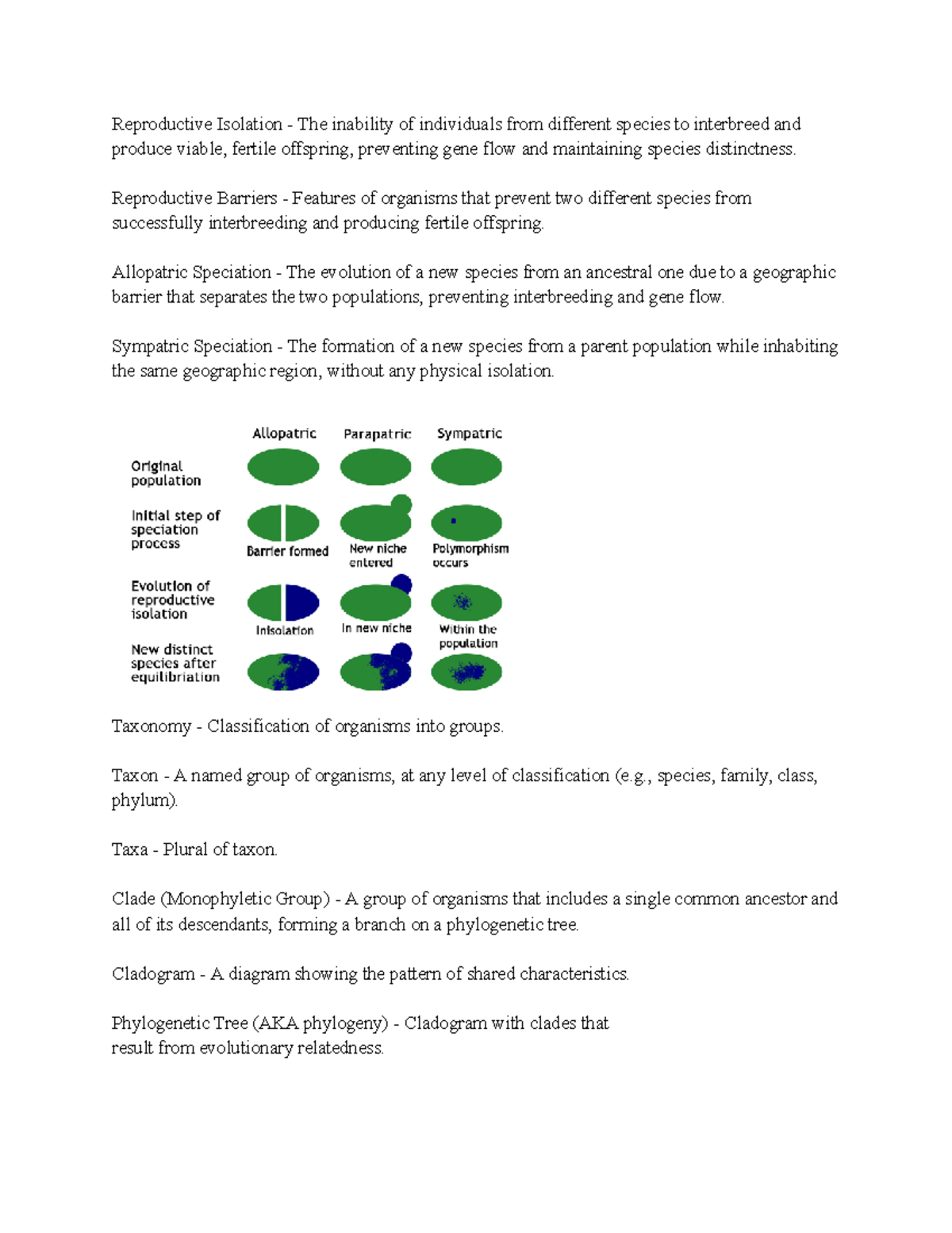 Biology Lecture Notes: Reproductive Isolation and Speciation - Studocu